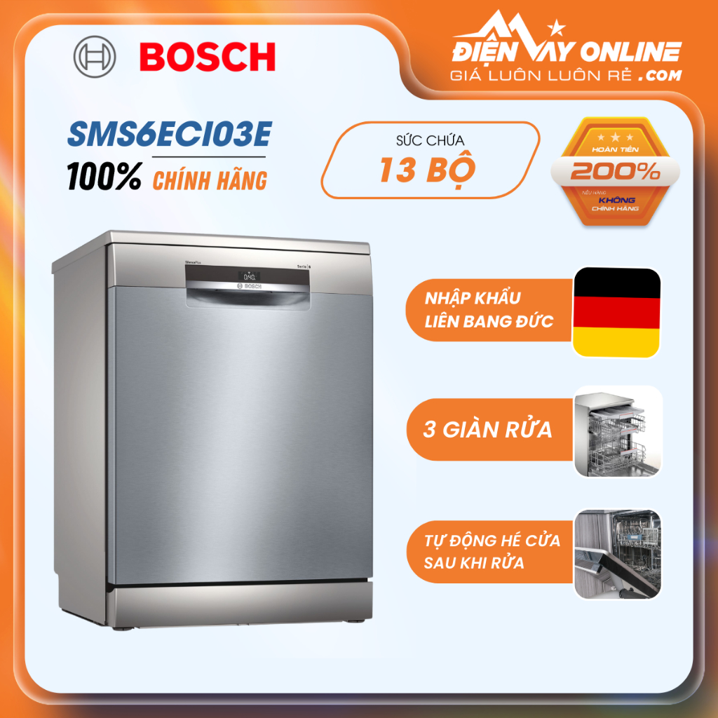 [FREESHIP HCM] Máy Rửa Chén Độc Lập Series 6 Bosch SMS6ECI03E - Nhập Khẩu Đức - Tự Động Hé Cửa ...