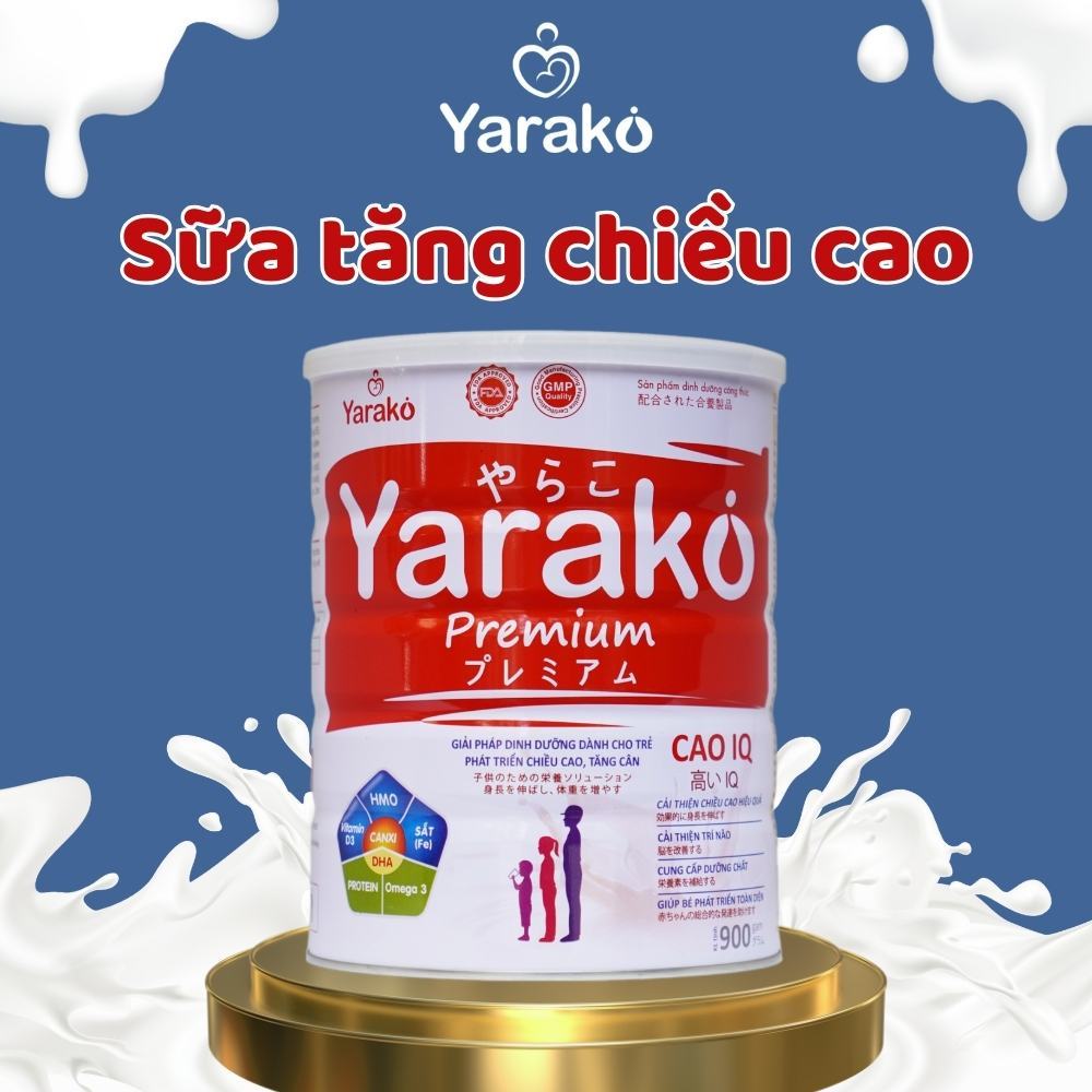 Sữa Tăng Chiều Cao YARAKO PREMIUM CAOIQ Giúp Cho Trẻ Phát Triển Chiều Cao Và Tăng Cân Hộp 900g ...