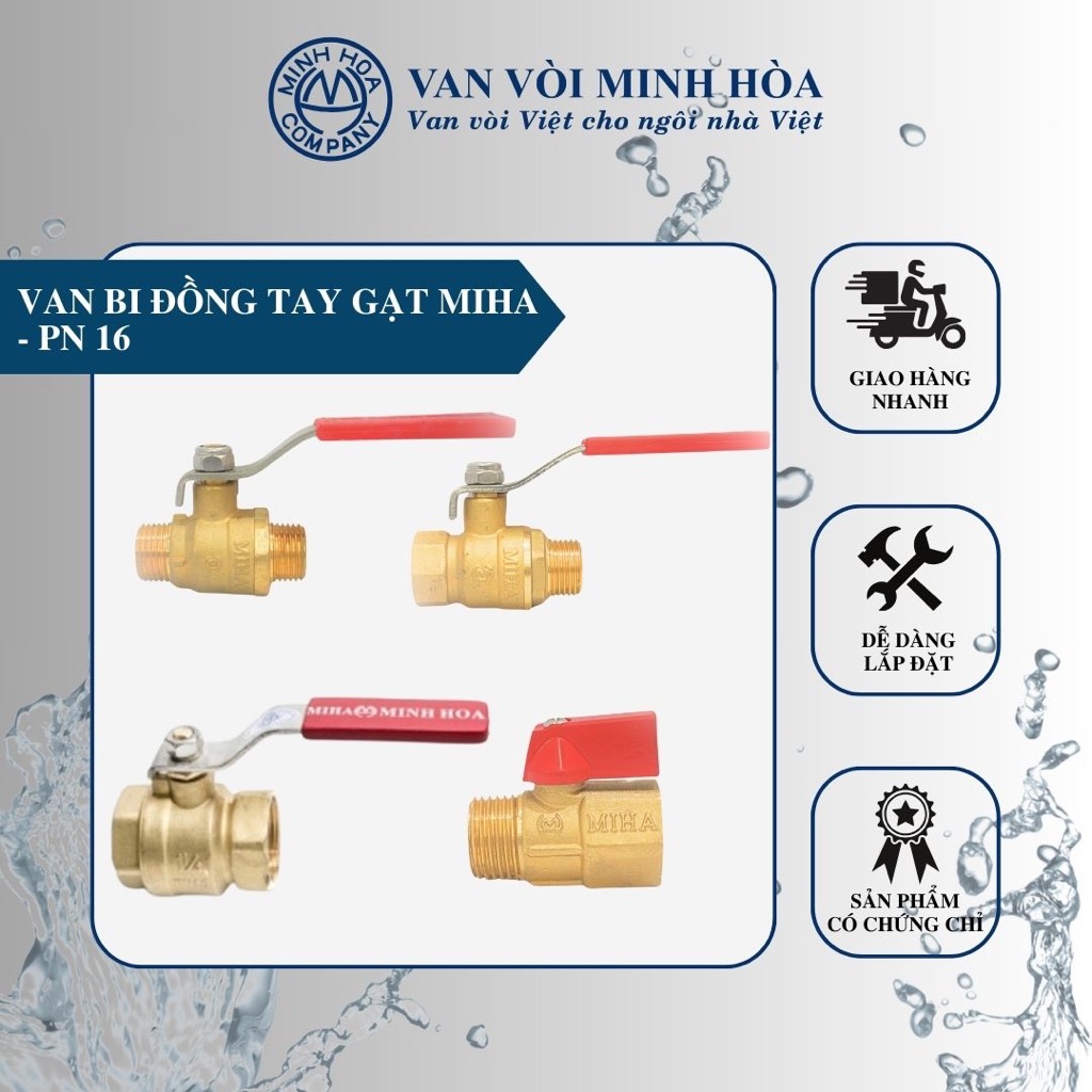 Van bi MIHA - PN16, van tổng ngắt khoá nguồn nước đóng mở nhanh, dễ sử ...