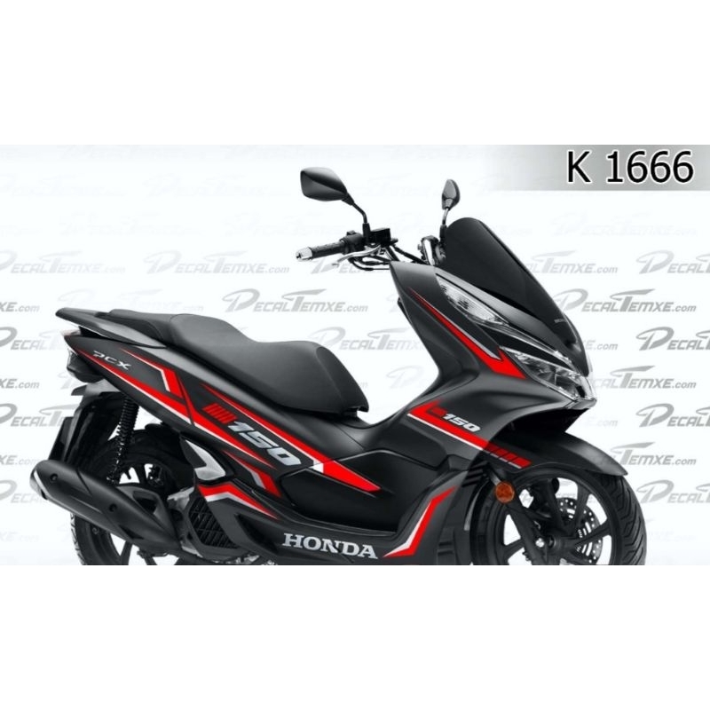 Tem dán xe PCX đen 2017-2022 mẫu tem rời chỉ đỏ 3 lớp cao cấp không bay ...