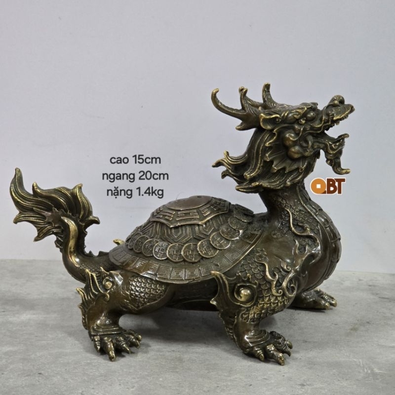 Tượng Long Quy - Rùa Đầu Rồng Bát Quái bằng đồng | Shopee Việt Nam
