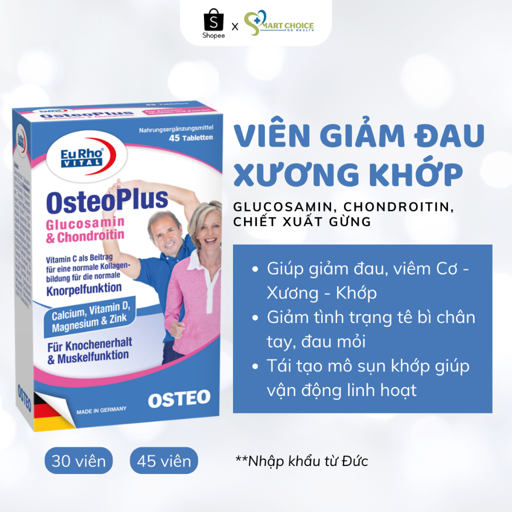 Viên Uống Giảm Đau Xương Khớp EuRho Vital Osteoplus Hộp 30 viên/ 45 viên - Giảm Viêm Khớp, Đau ...