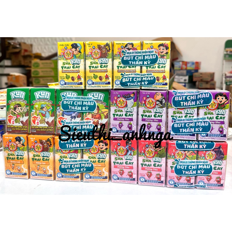 Vỉ 4 Hộp Sữa Trái Cây Lif Kun 110ml (Đủ vị) ( Hàng Có thẻ Đổi Quà ...