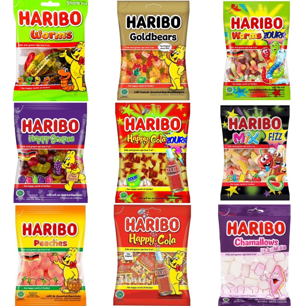 Kẹo dẻo Haribo Goldbears, Worms,Fruity Basket,Mix Zourr,Starmix,Happy ...