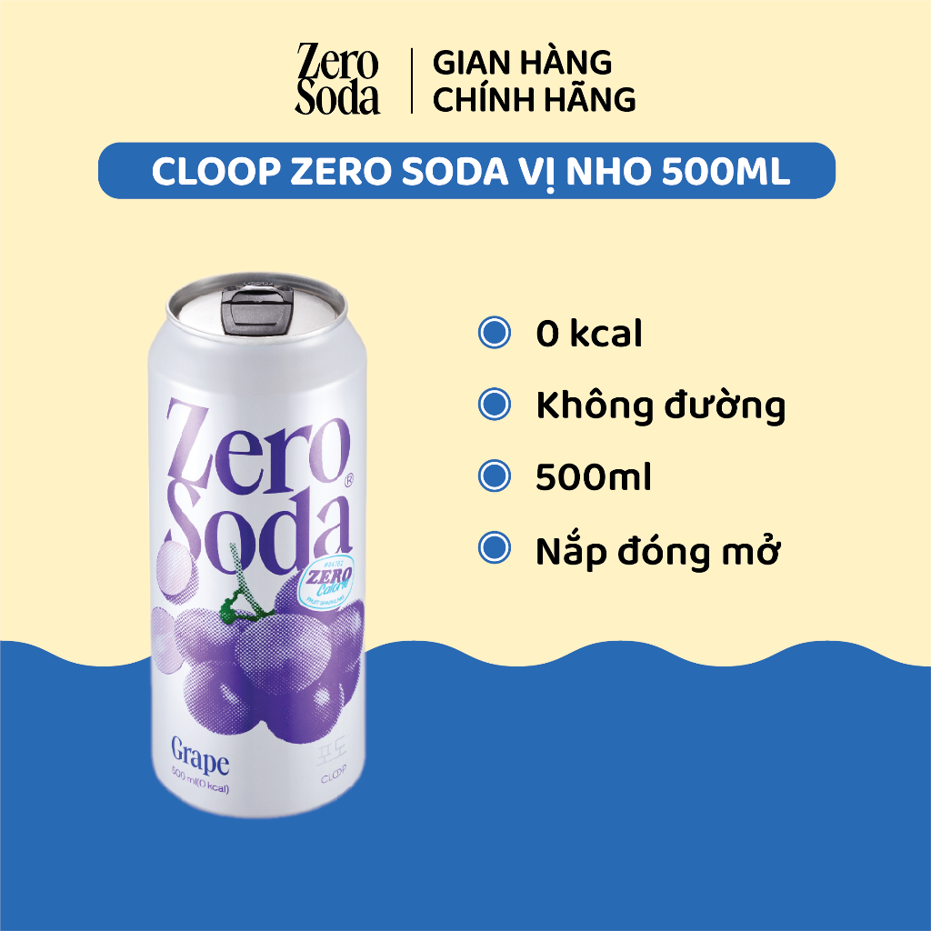 [CLOOP] NƯỚC SODA ZERO VỊ NHO 500ML - KHÔNG ĐƯỜNG KHÔNG CALORIES ...
