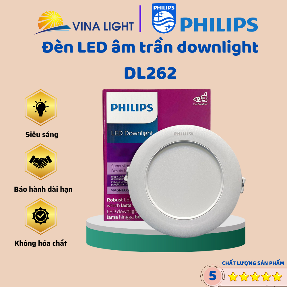 Đèn LED âm trần downlight siêu mỏng Philips DL262 công suất 6W, 9W, 12W ...