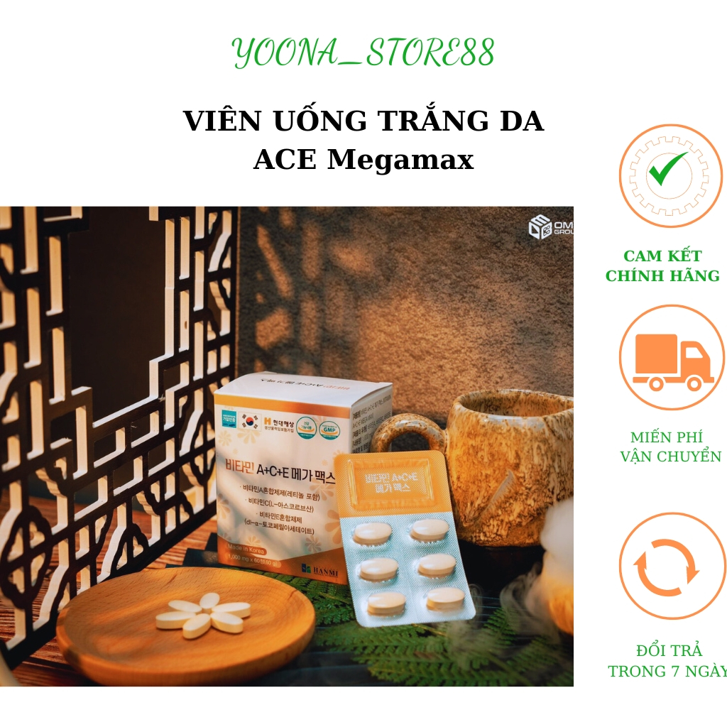 Viên uống trắng da ACE Megamax -Chính hãng giúp trắng da,chống lão hóa,trẻ hóa da,giúp da trắng ...