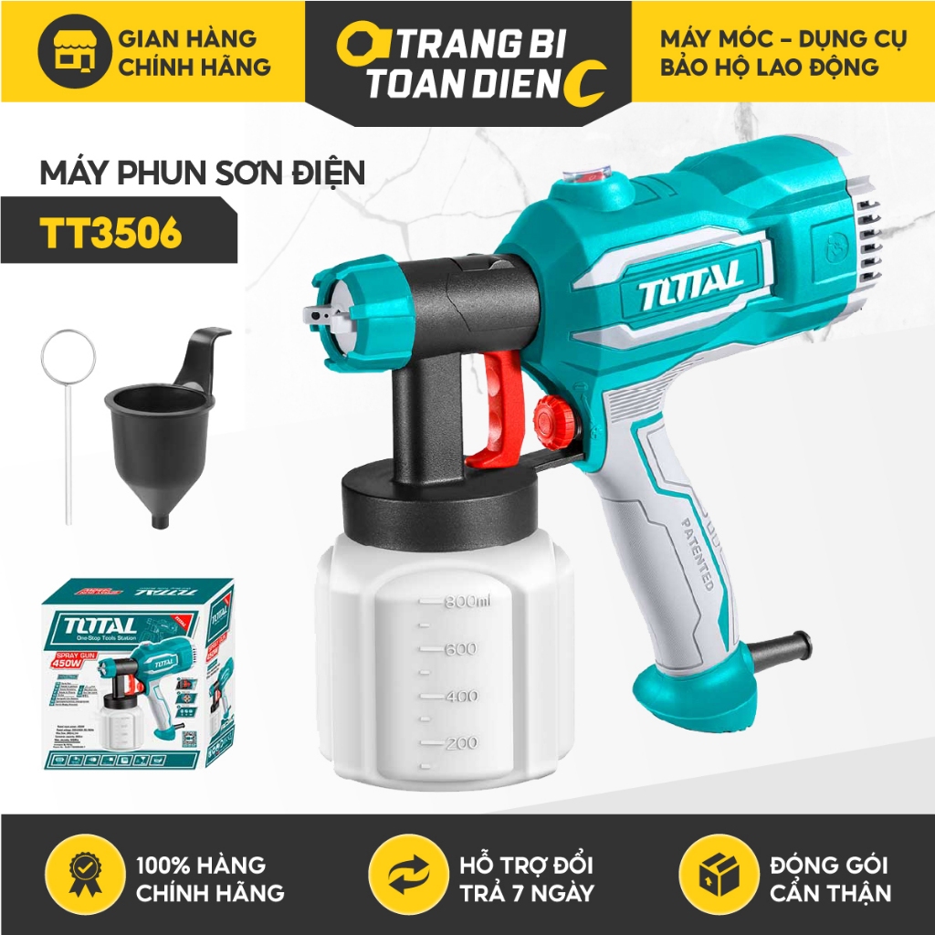 Máy phun sơn cầm tay Total công suất 450W, điều chỉnh tia phun, bình ...