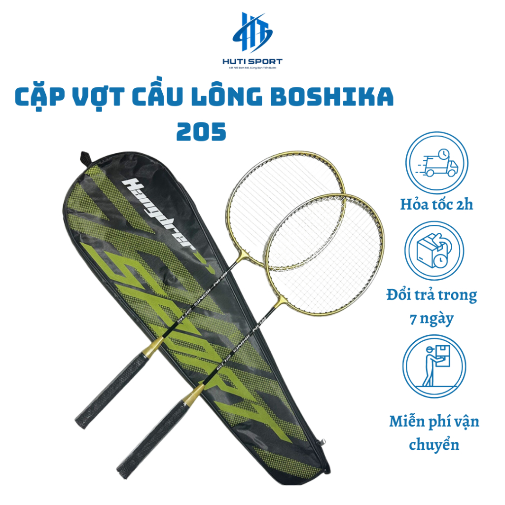 Vợt Cầu Lông, Cặp Vợt Cầu Lông BOSHIKA 205 Kèm Túi, Chất Liệu Hợp Kim ...