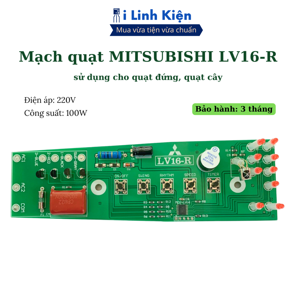 Mạch quạt Mitsubishi LV16-R đứng, mạch quạt cây điều khiển từ xa chính ...
