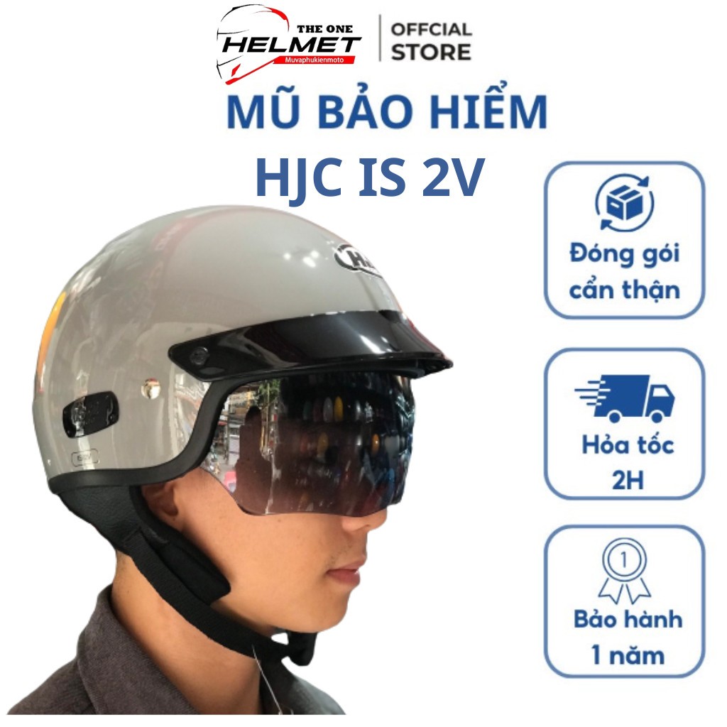 [BH 02 năm] Mũ bảo hiểm nửa đầu HJC IS-2V kính ẩn chính hãng màu Xi ...