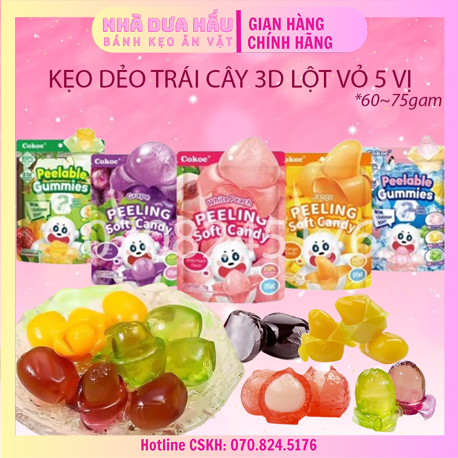 [60gam] Kẹo dẻo trái cây 3D BOBO COKOC lột vỏ mix 5 vị | Shopee Việt Nam