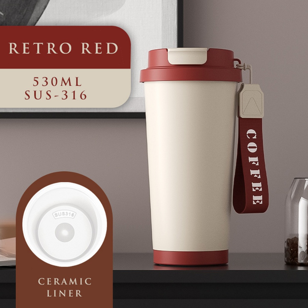 [Inox 316] Cốc giữ nhiệt lót gốm Gozen 530ML lõi thép ko gỉ cao cấp chống mài mòn, uống coffee ...