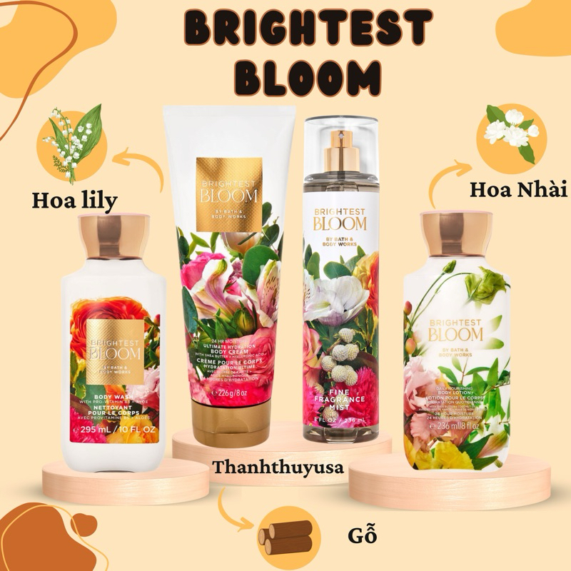 [ BRIGHTEST BLOOM ] Bộ Sản Phẩm Sữa Tắm - Lotion - Xịt Thơm Toàn Thân ...