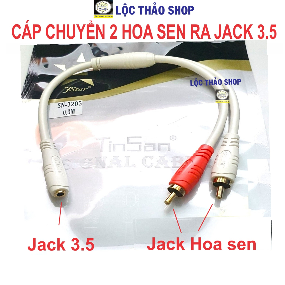 Cáp chuyển 2 đầu Hoa Sen AV ra Jack 3.5 - Cáp chuyển cổng Hoa sen ra 3. ...