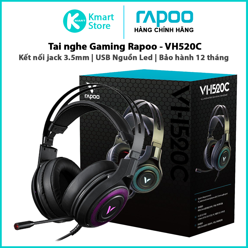 Tai nghe Gaming Rapoo VH520C | Tai nghe chụp tai chơi game | Đèn LED ...