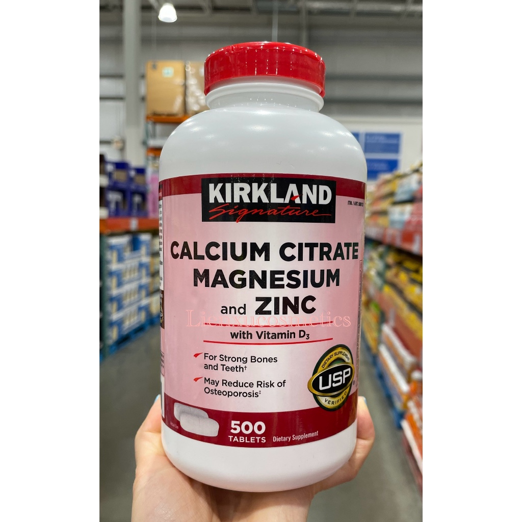Kirkland Signature Canxi, magnesium, Zinc với Vitamin D3, hộp 500 viên ...