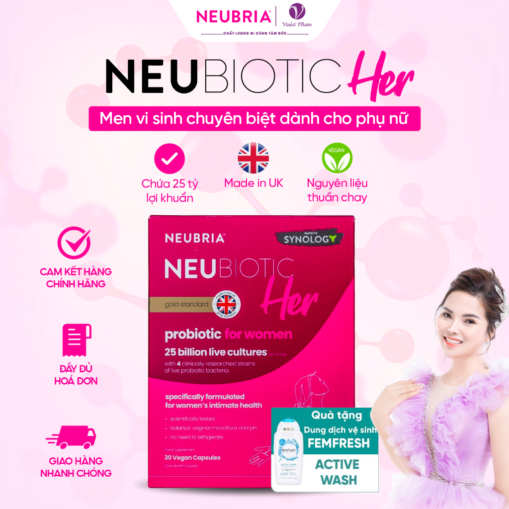 Men vi sinh Neubiotic Her hộp 30 viên cải thiện hệ tiêu hoá và ngăn ...