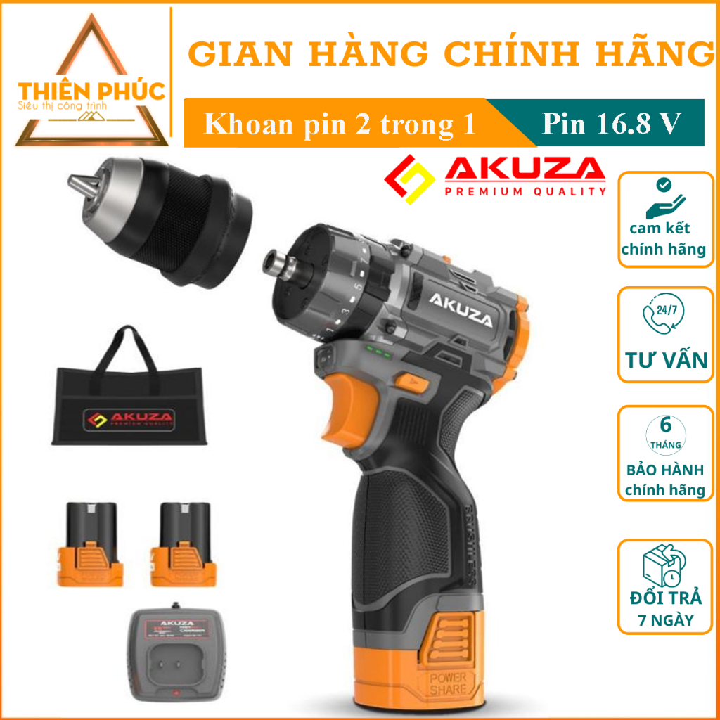 Bộ Khoan Dùng Pin AKUZA K6 Bản Nâng Cấp- 3 Chức Năng - Khoan pin 16,8V Không Chổi Than Đầu Kẹp ...