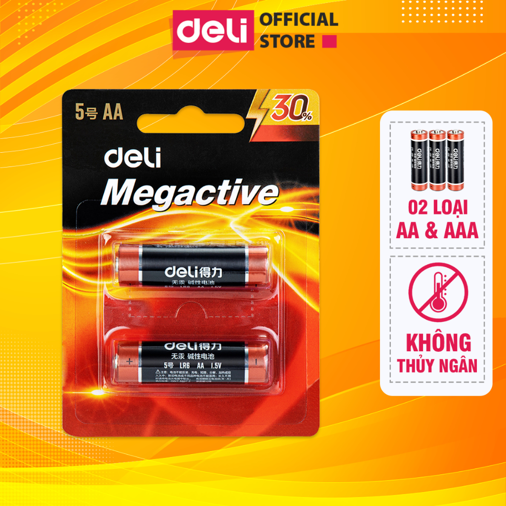 Pin Kiềm Akaline Deli Megactive Pin 2A 3A Pin Tiểu Pin Đũa 1.5V Không ...