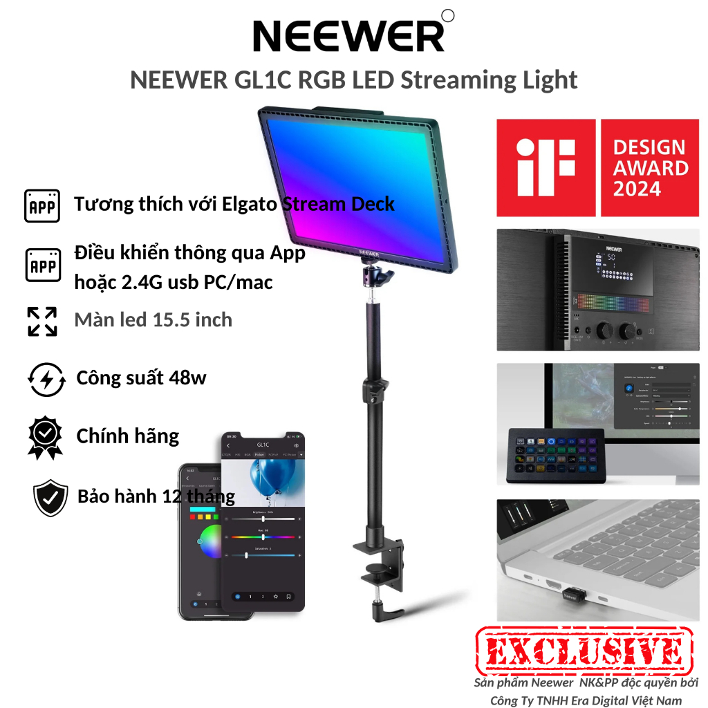 Đèn led RGB streaming NEEWER GL1C RGB LED Streaming Light | Shopee Việt Nam