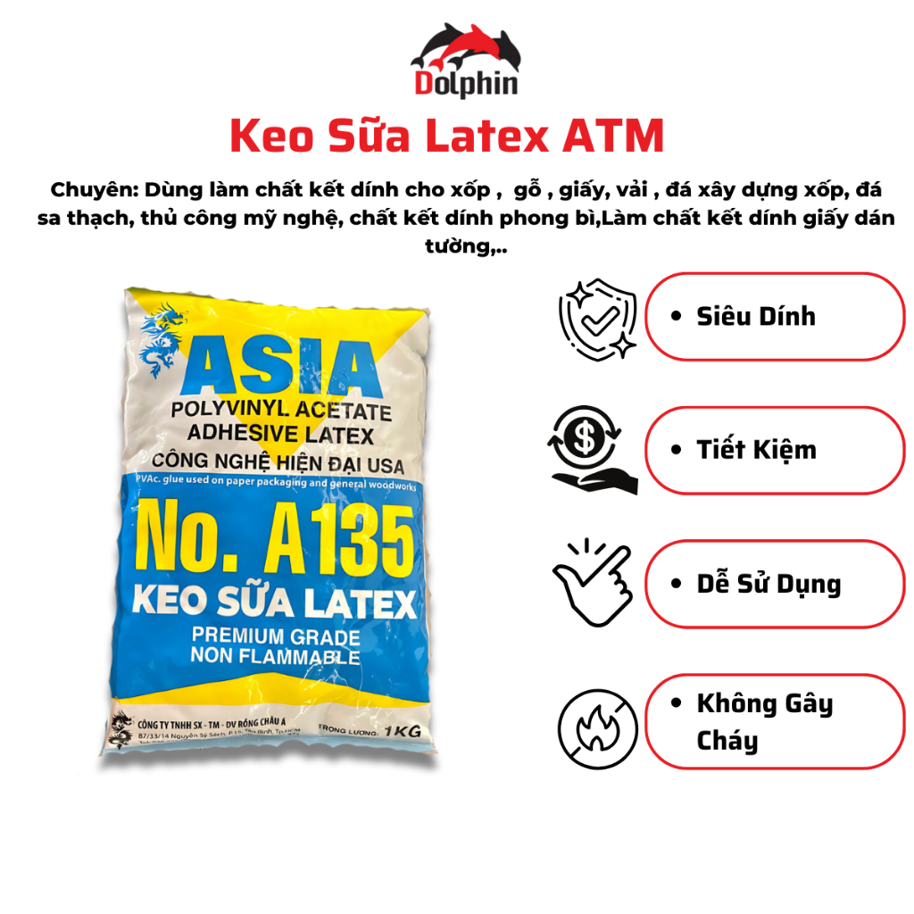 Keo Sữa Latex A135 ASIA [ Dung Tích 1 Lít ] Keo Dán Gỗ, Keo Dán Nhựa ...