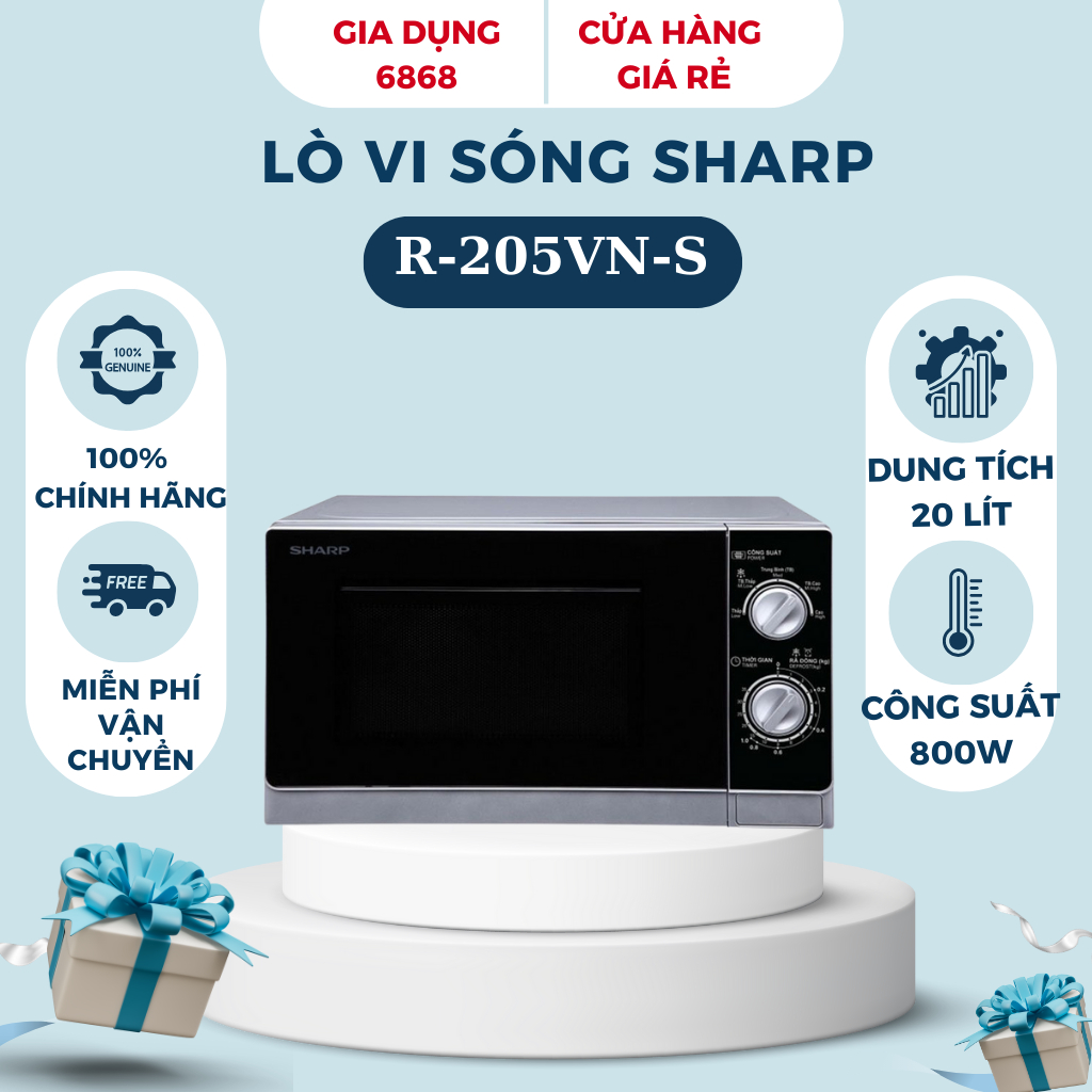 Lò Vi Sóng Sharp R-205VN-S - Dung Tích 20 Lít - Bảo Hành 12 Tháng - Hàng Chính Hãng | Shopee ...