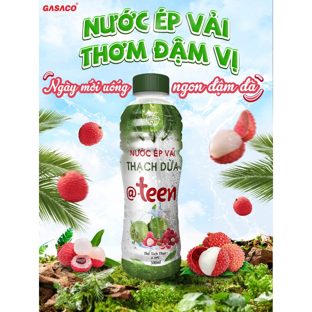 Nước Vải Thạch Dừa Tenro Gasaco 500ml Chuẩn Vị Trái Cây | Shopee Việt Nam