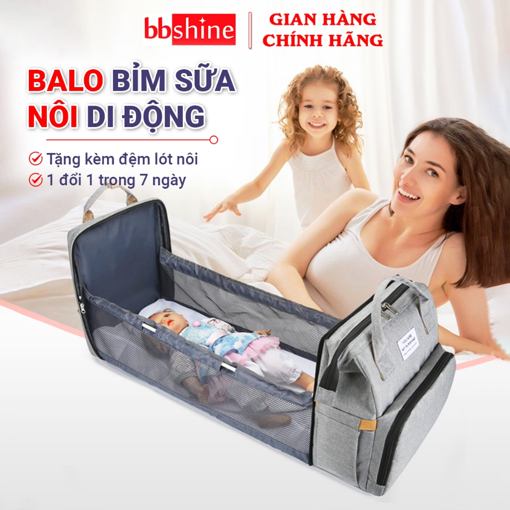 Balo Bỉm Sữa Đa Năng Kết Hợp Nôi Di Động Chất Vải Cao Cấp Cho Bé Chống Thấm Nước BBShine – B026 ...