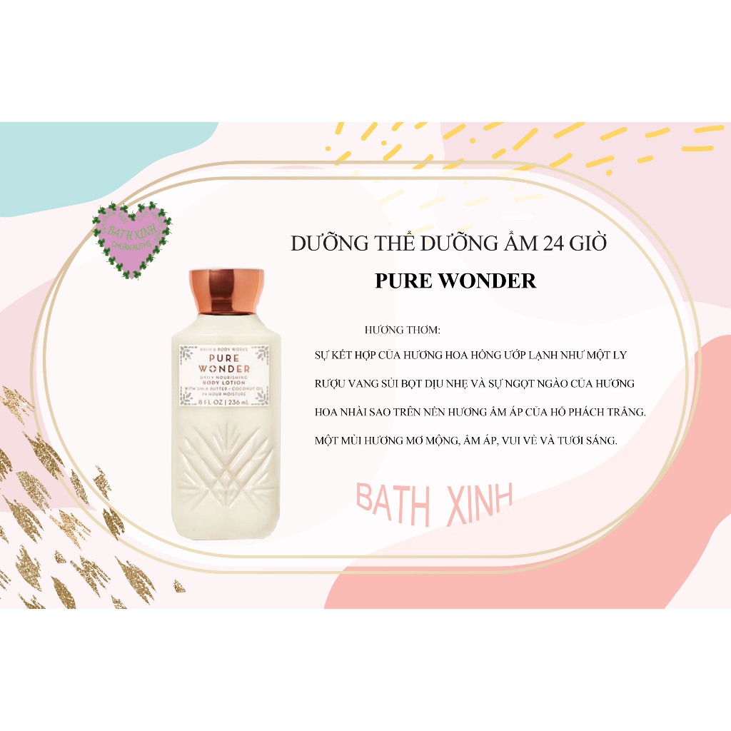 Pure wonder LOTION dưỡng thể thơm của bath body works chuẩn mỹ | Shopee ...