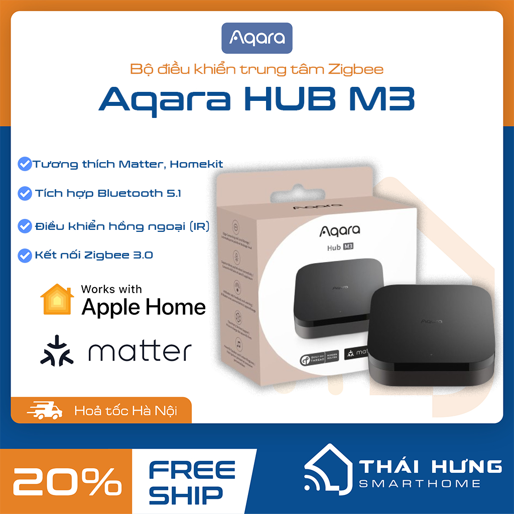 Bộ trung tâm Aqara Hub M3 HM-G01D, Zigbee 3.0, tương thích Matter ...