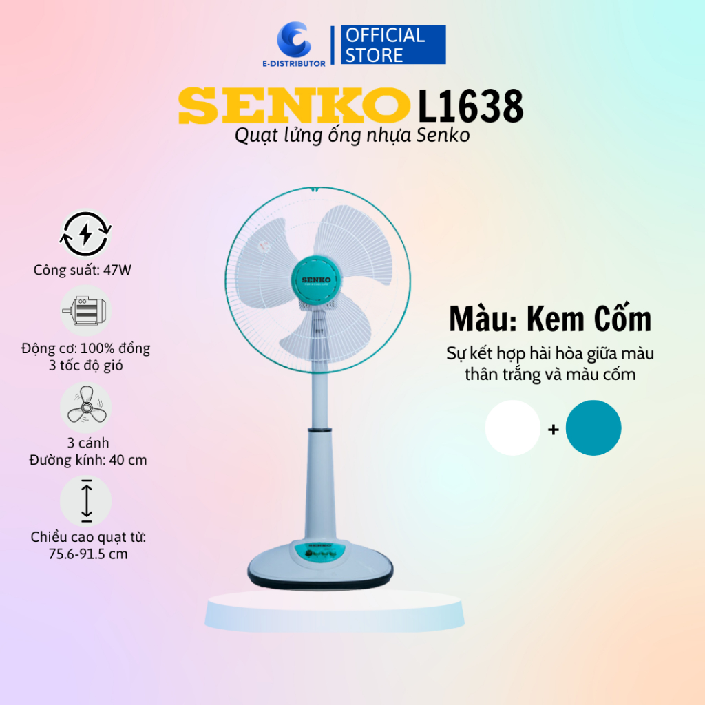 Quạt lửng ống nhựa Senko L1638 - Hàng chính hãng - Bảo hành 24 tháng ...