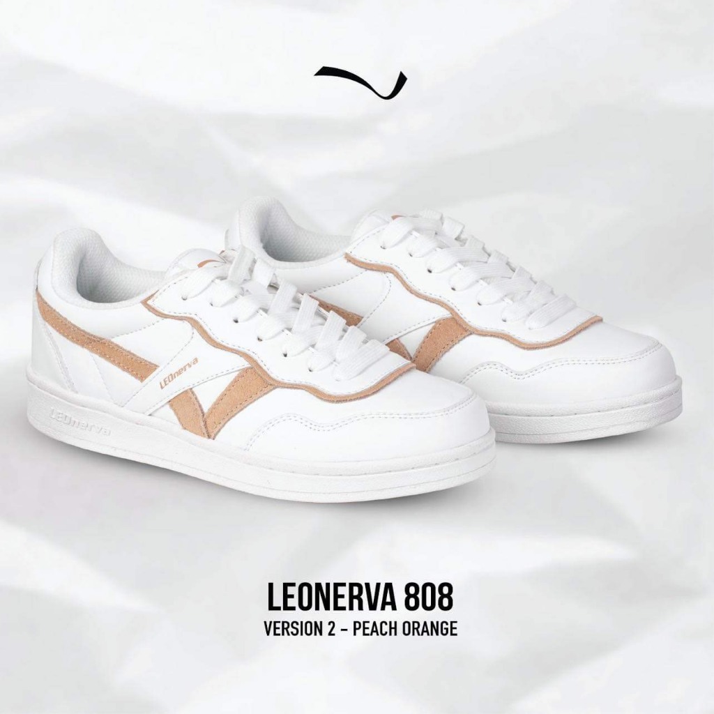 Giày Thể Thao Sneaker Unisex Leonerva 808 VS2 - Đế nâu, trắng cam | Shopee Việt Nam