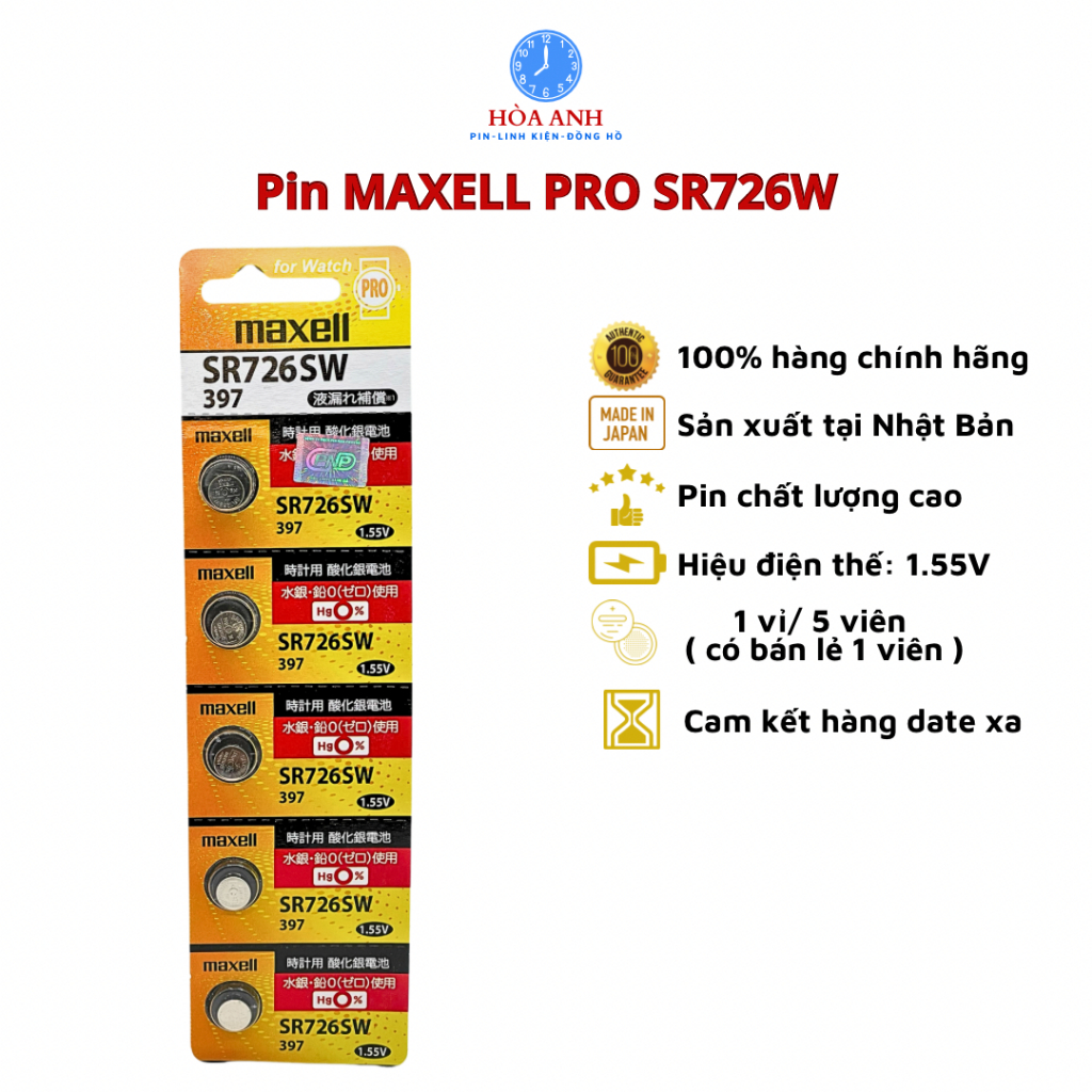 Pin MAXELL chính hãng SR726SW vỉ vàng (vỉ 5 viên) 1.5V | Shopee Việt Nam