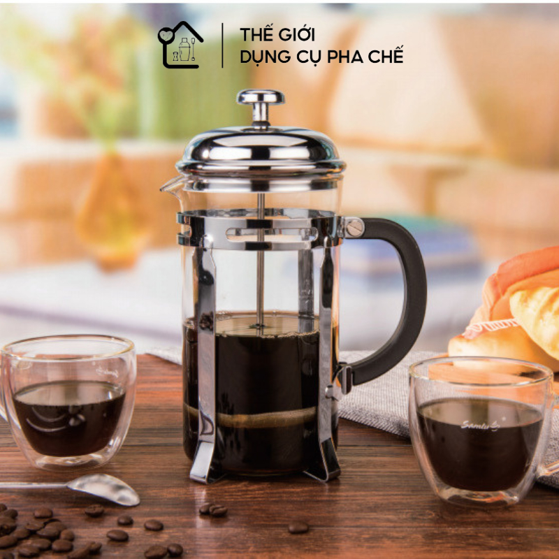 Bình pha cà phê pha trà thủy tinh kiểu Pháp French Press, Phin nén thủy ...