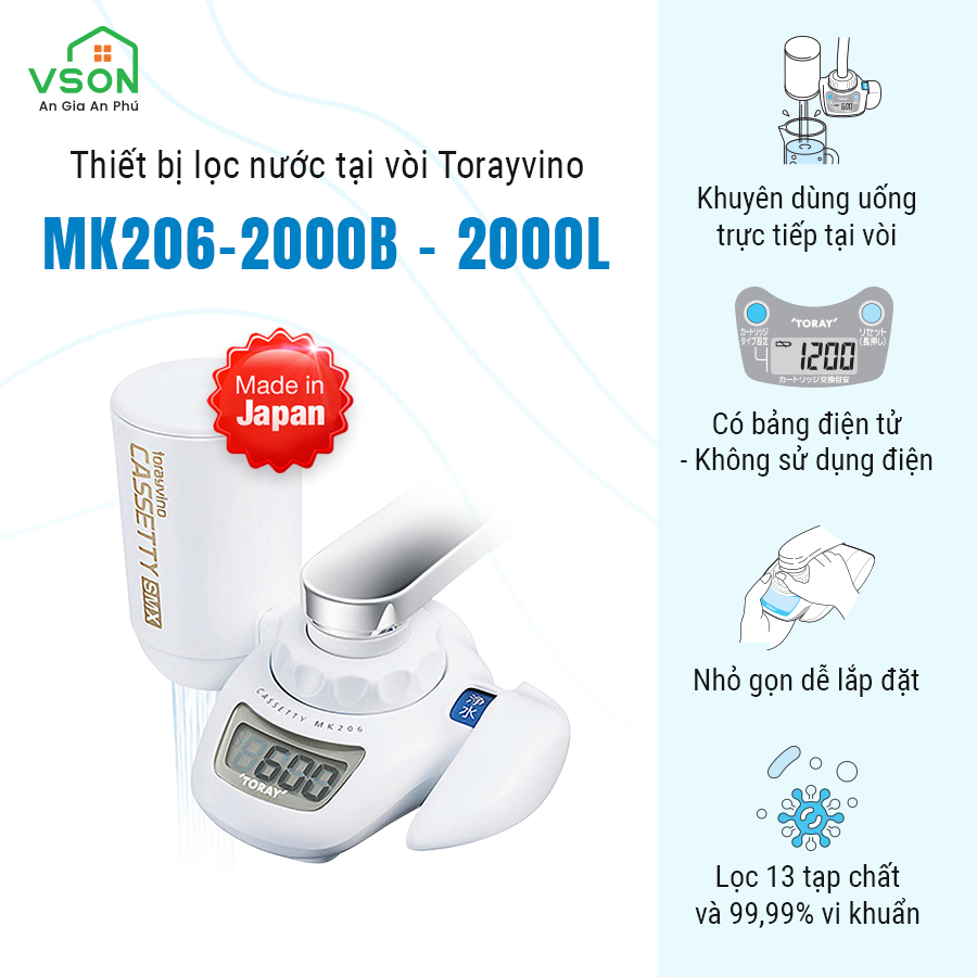 [Giá Tốt] Máy lọc nước tại vòi Nhật Bản Torayvino MK206-2000B - Uống trực tiếp tại vòi - 2000L ...