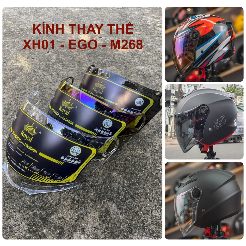 Kính Royal M268, Royal XH01, Ego E3,GRO 2 kính - Kính rời thay thế mũ ...