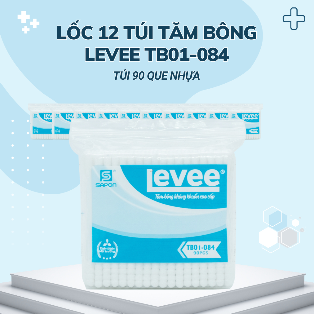 [Lốc 12 gói] Tăm bông người lớn LEVEE thân nhựa TB01-084 túi 90 que | Shopee Việt Nam