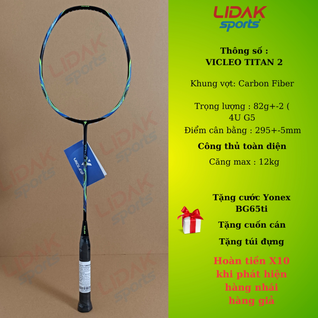Vợt cầu lông VICLEO TITAN căng sẵn 10kg 11kg khung carbon , vợt chính ...