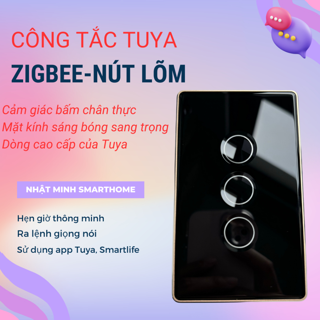 Công Tắc Thông Minh Zigbee Tuya Nút Lõm Viền Vàng Hẹn Giờ Điều Khiển Từ Xa Qua App Tiếng Việt ...
