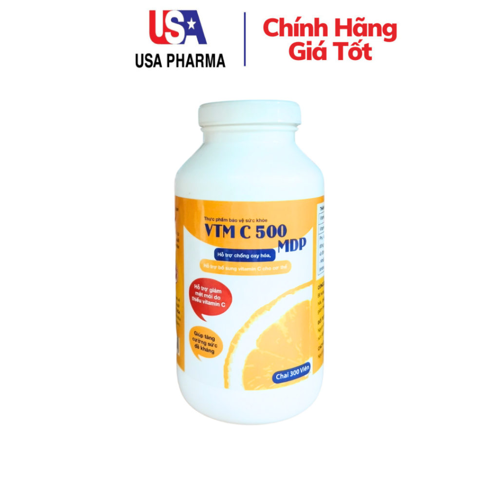 Viên uống bổ sung vitamin C, chống oxy hóa VTM C500 MDP - Chai 300 viên ...