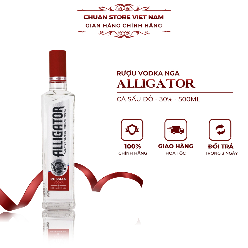 Rượu Vodka Nga Alligator Silver Filtration cá sấu đỏ 30% 500ml quà biếu cao cấp | Shopee Việt Nam