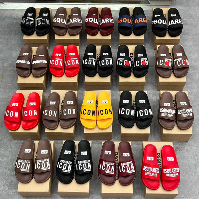 Dép dsq icon quai mềm cao cấp, dép lê nam in chữ full màu nổi bật đặc ...