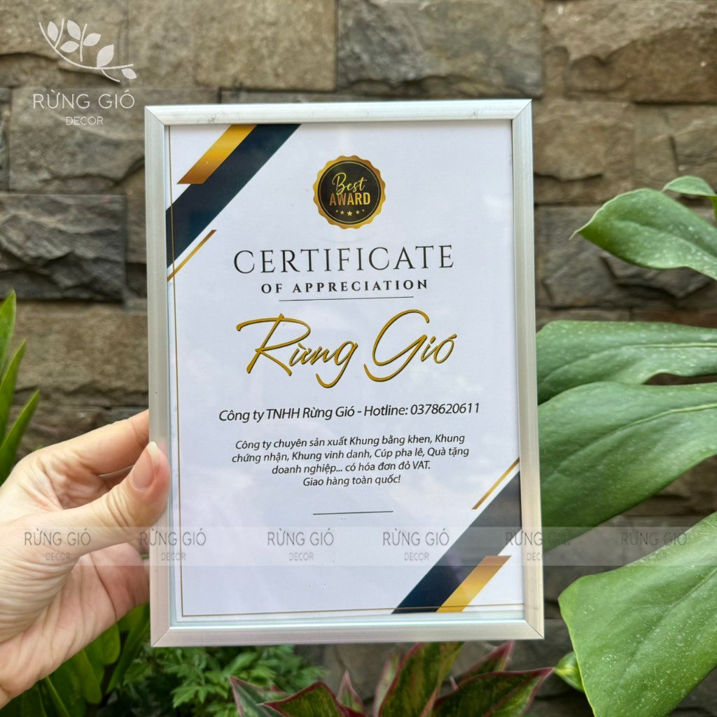 Khung bằng khen A5 Kim Loại Vuông viền mỏng ĐỂ BÀN KÈM TREO TƯỜNG (để ...