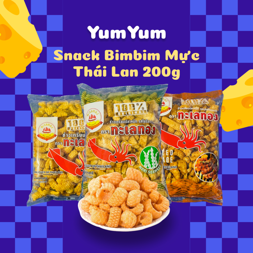 [CHÍNH HÃNG] Snack Bimbim Mực Thái Lan Talaethong 200g Các vị: Nguyên Bản/Rong Biển/Xúc xích ...