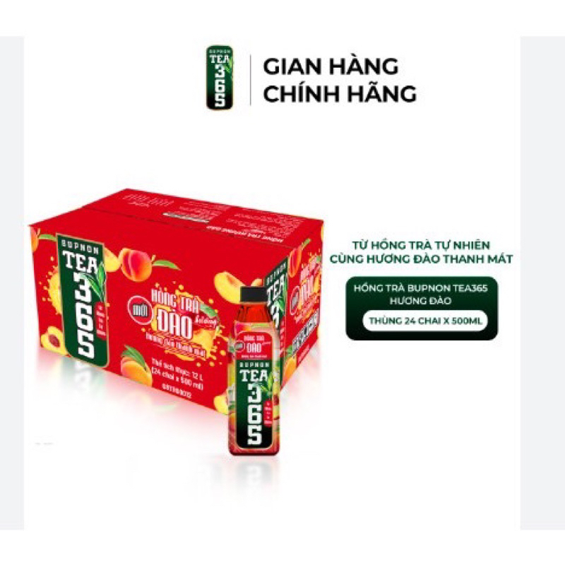 Thùng 24 chai trà Bupnon tea 365 hương đào thanh mát 500ml | Shopee ...