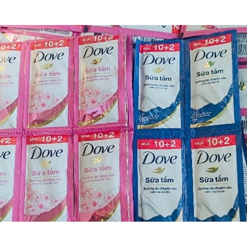 Dây sữa tắm Dove dưỡng da sáng mịn 6g (10+2 gói) | Shopee Việt Nam