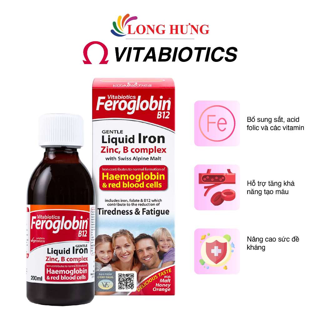 Vitamin dạng nước Vitabiotics Feroglobin B12 bổ sung sắt (200ml) | Shopee Việt Nam