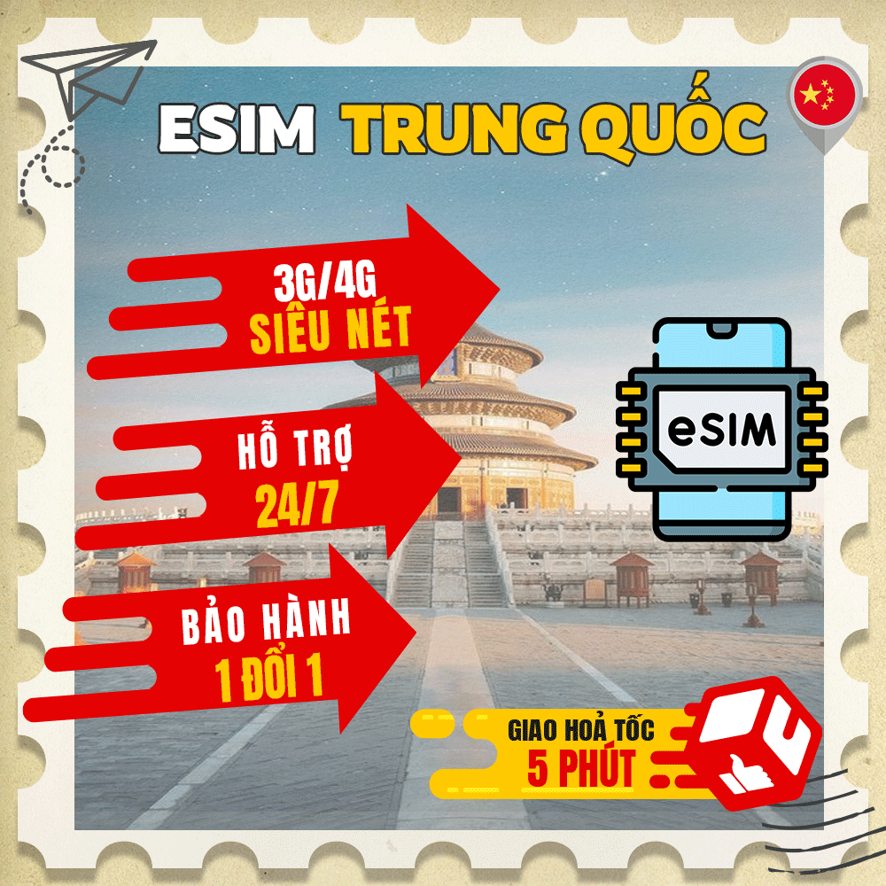 eSIM/Sim du lịch TRUNG QUỐC có bảo hành, mạng siêu nét 4G,3G không giới hạn | Shopee Việt Nam