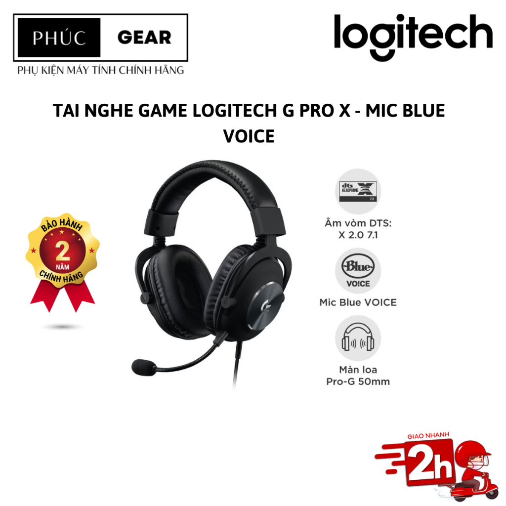 Tai nghe game Logitech G Pro X - Mic Blue Voice, âm thanh vòm, màn loa ...